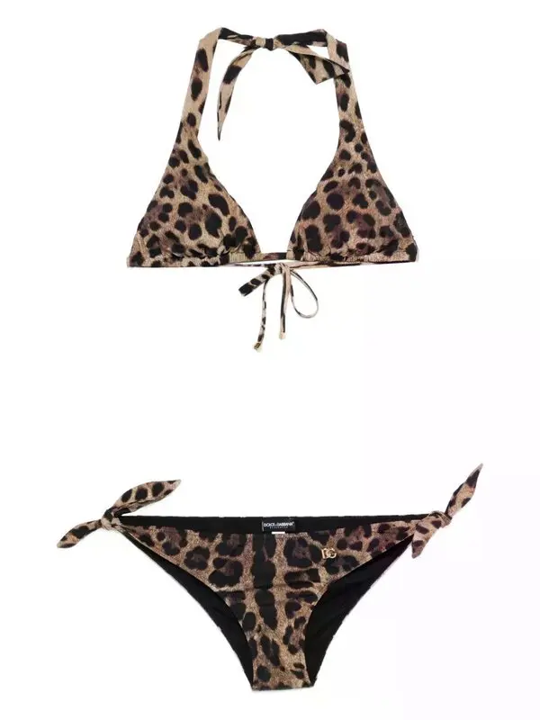 Dolce & Gabbana Leopard-print Tie Bikini - Brown