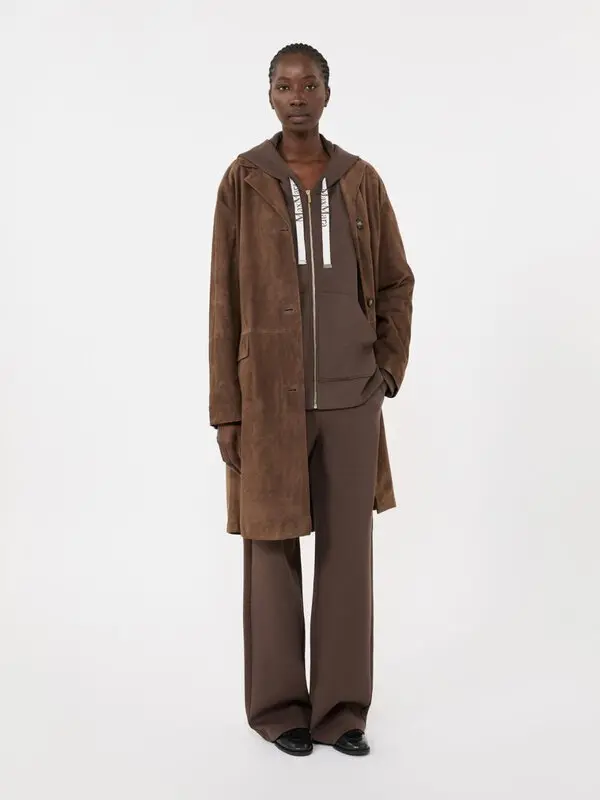 Max Mara Technical Cotton Jersey Zip-up Sweatshirt - Chocolate