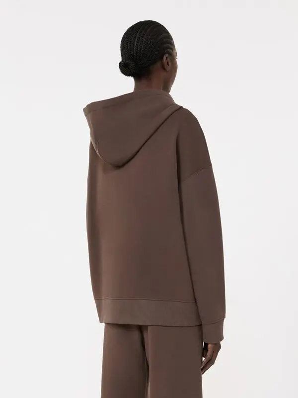 Max Mara Technical Cotton Jersey Zip-up Sweatshirt - Chocolate