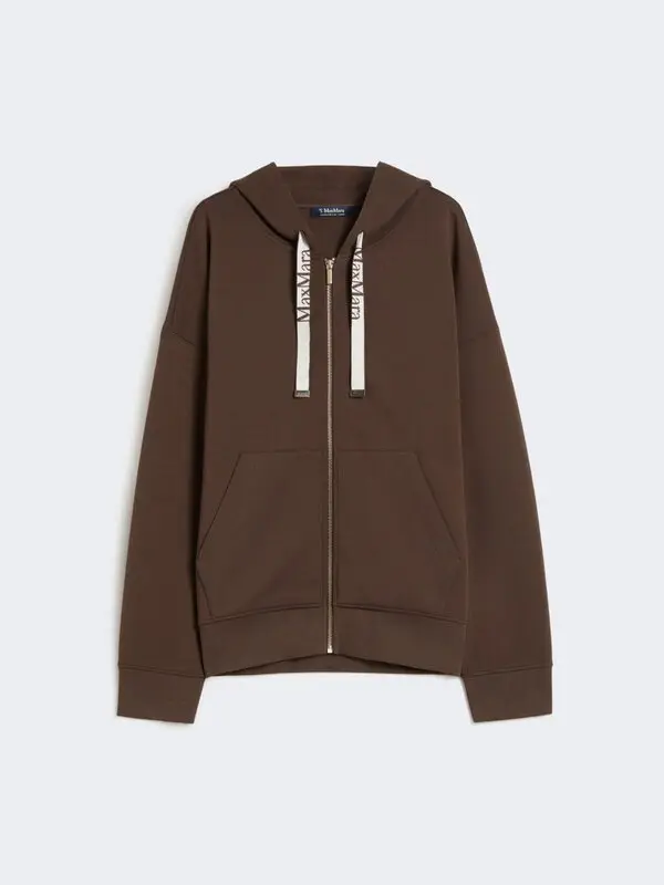 Max Mara Technical Cotton Jersey Zip-up Sweatshirt - Chocolate