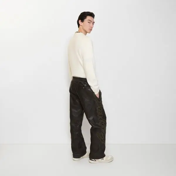 Burberry Cursive Logo Leather Trousers