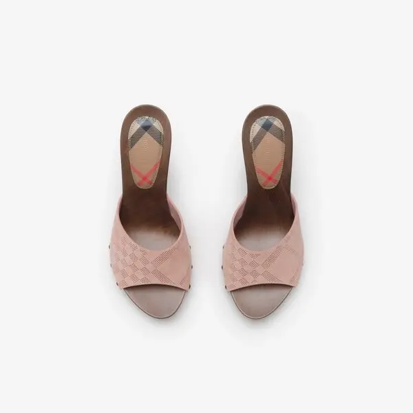 Burberry Check Suede Potter Mules