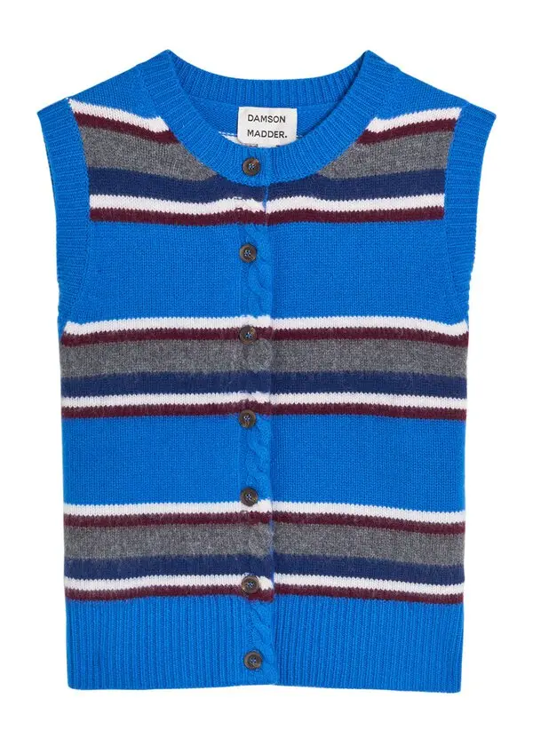 DAMSON MADDER Sofie Striped Wool Vest - Blue