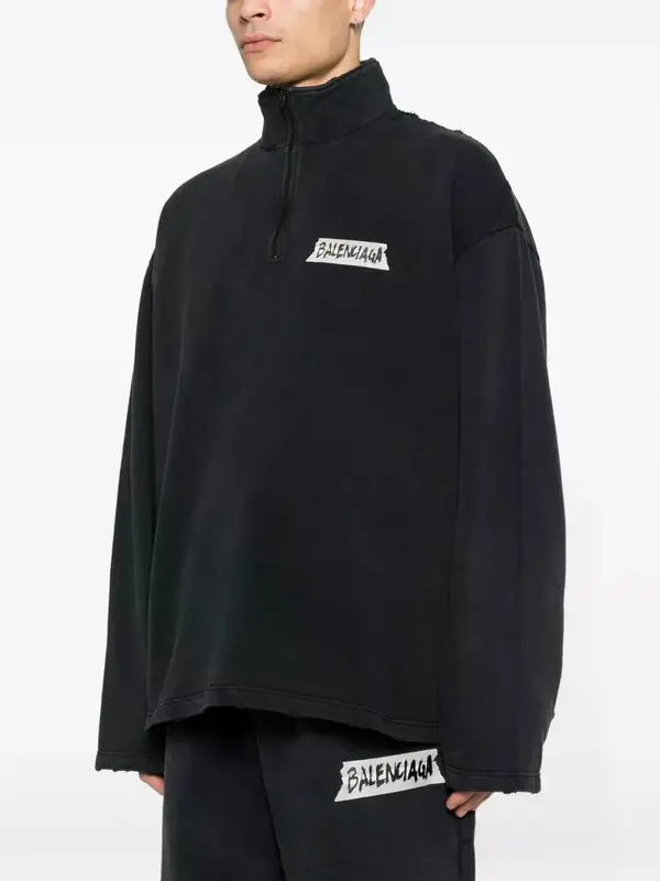 Balenciaga Zipped Sweatshirt With Distressed Details