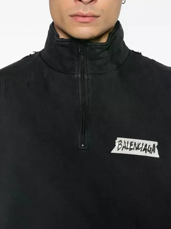 Balenciaga Zipped Sweatshirt With Distressed Details