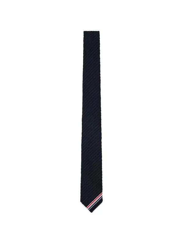 Thom Browne Seersucker Wool Neck Tie - Blue