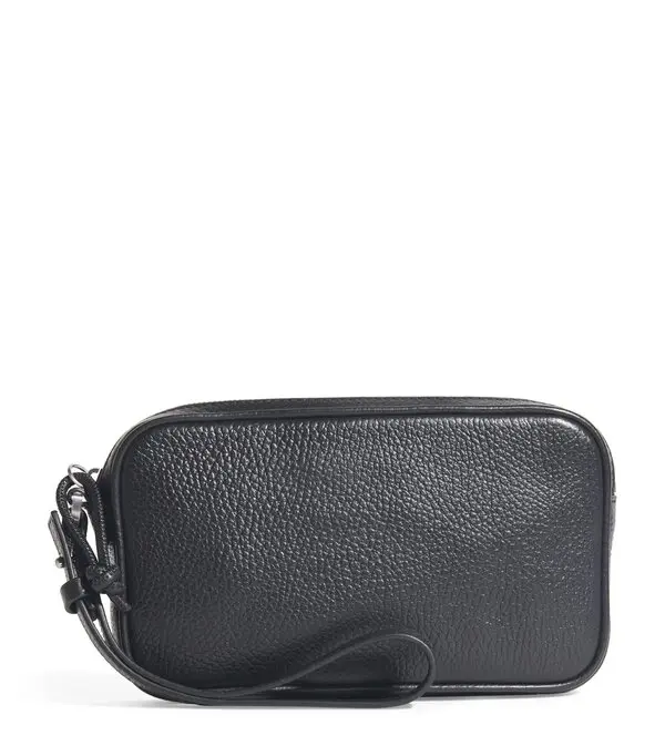 Emporio Armani Leather Wash Bag - Black