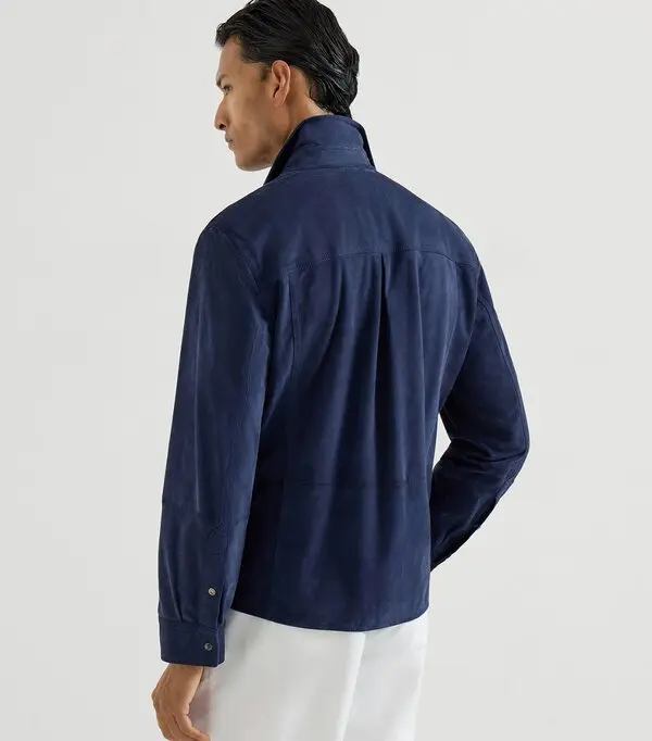 Brunello Cucinelli Suede Shirt - Blue