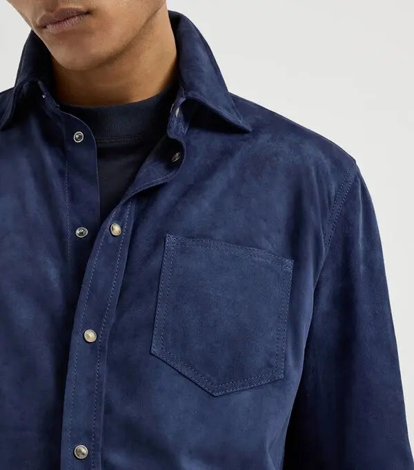 Brunello Cucinelli Suede Shirt - Blue