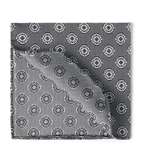 Brunello Cucinelli Silk Pocket Square - Black