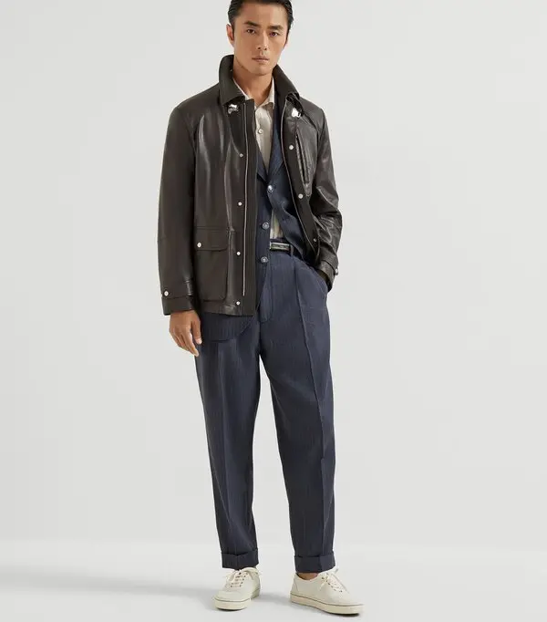 Brunello Cucinelli Leather Field Jacket - Brown