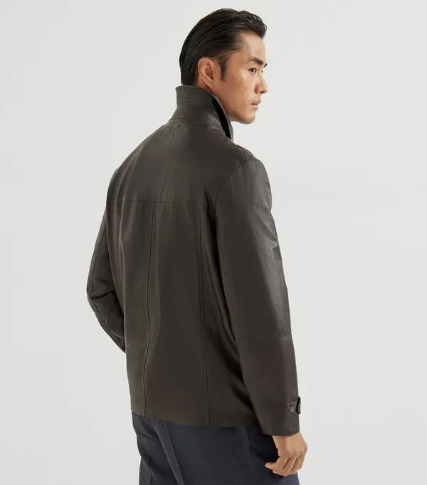 Brunello Cucinelli Leather Field Jacket - Brown