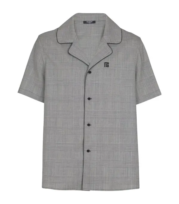 Balmain Virgin Wool Check Shirt - Black