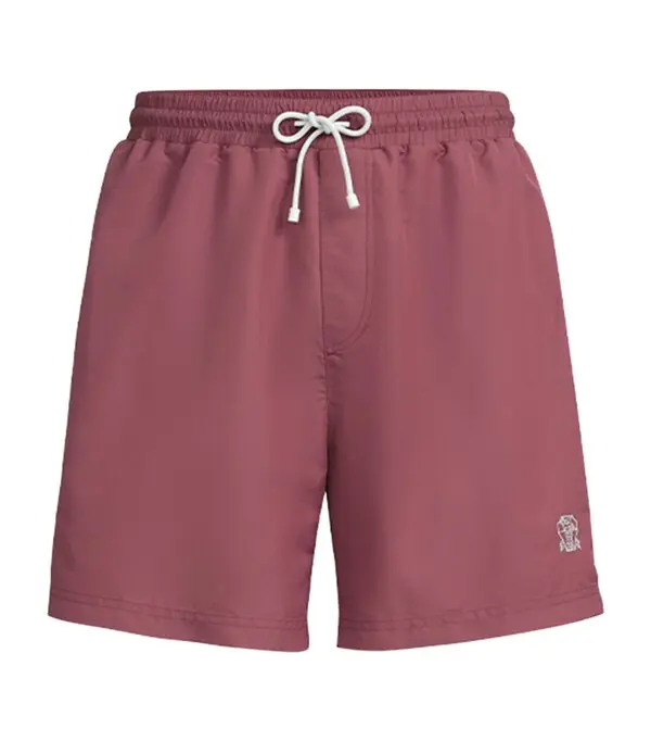 Brunello Cucinelli Embroidered Swim Shorts - Red