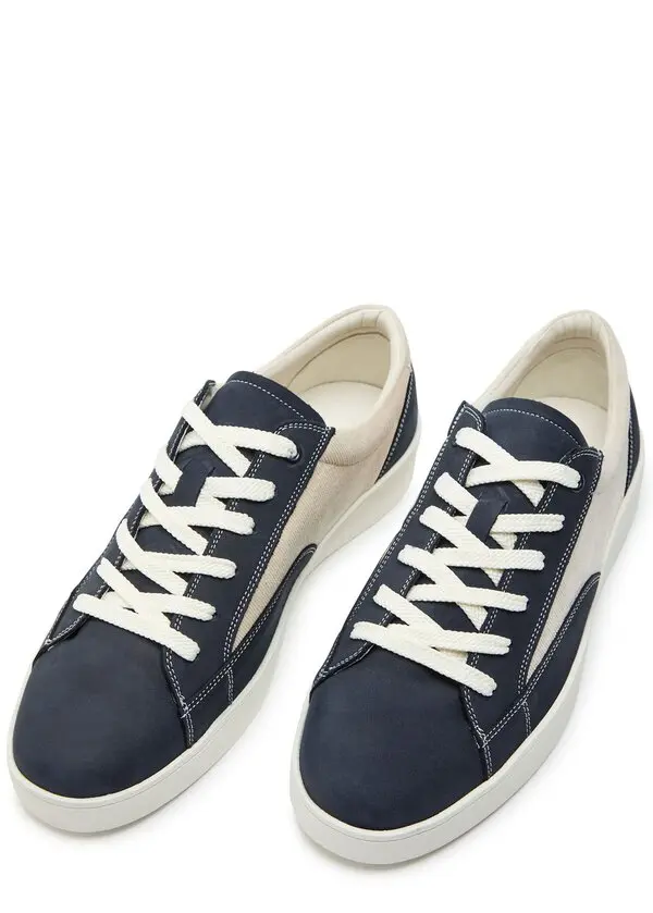 JUDE LLOW Nico Panelled Grained Leather Sneakers - Navy