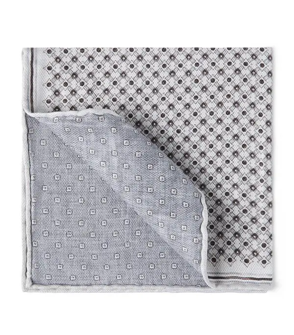 Brunello Cucinelli Silk Geometric Pocket Square - Brown