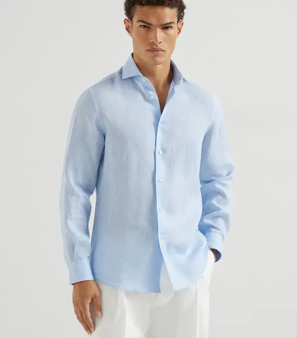 Brunello Cucinelli Linen Easy-fit Shirt - Blue