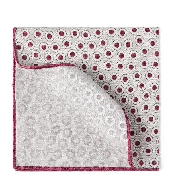 Brunello Cucinelli Silk Printed Pocket Square - Red