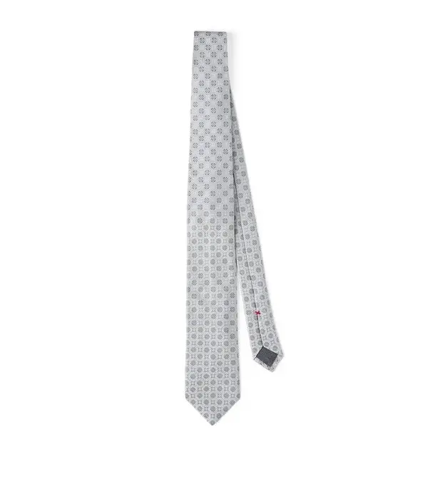 Brunello Cucinelli Silk Jacquard Neck Tie - White