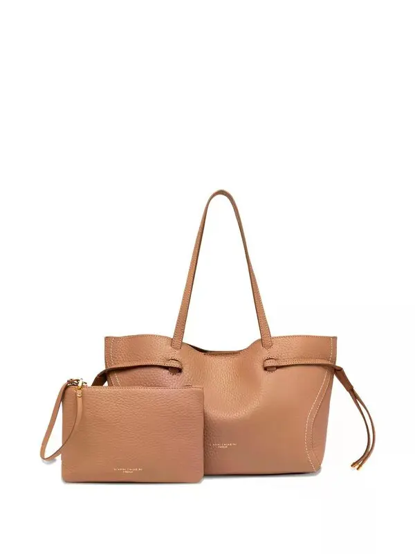 GIANNI CHIARINI Grained Tote Bag With Drawstring Detail - Neutrals