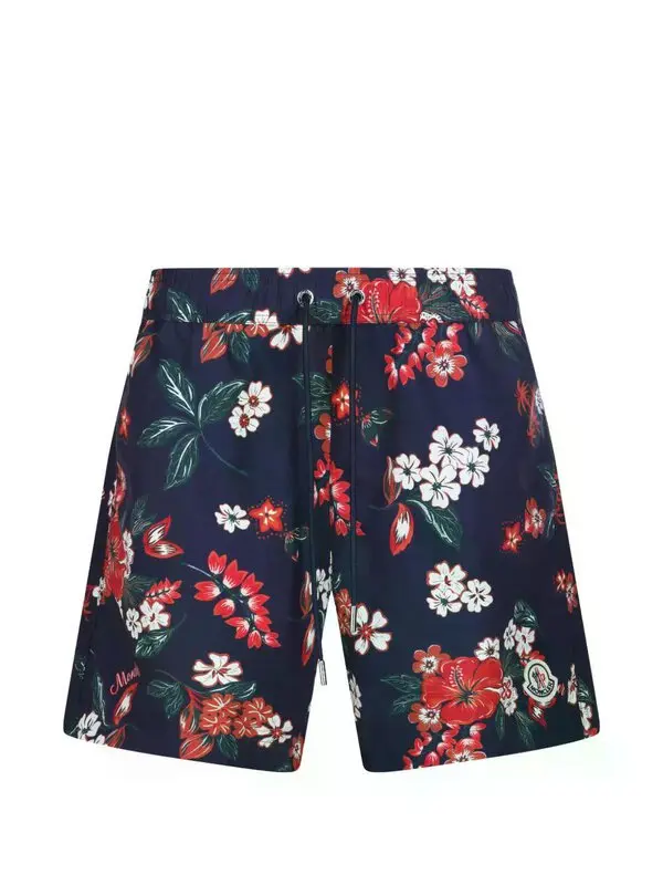 Moncler Floral-print Pocket Swim Shorts - Blue