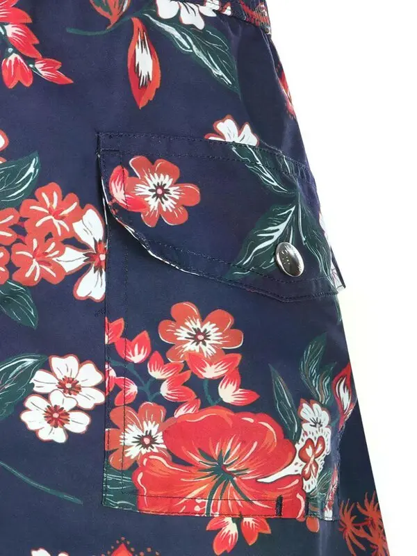 Moncler Floral-print Swim Shorts - Blue