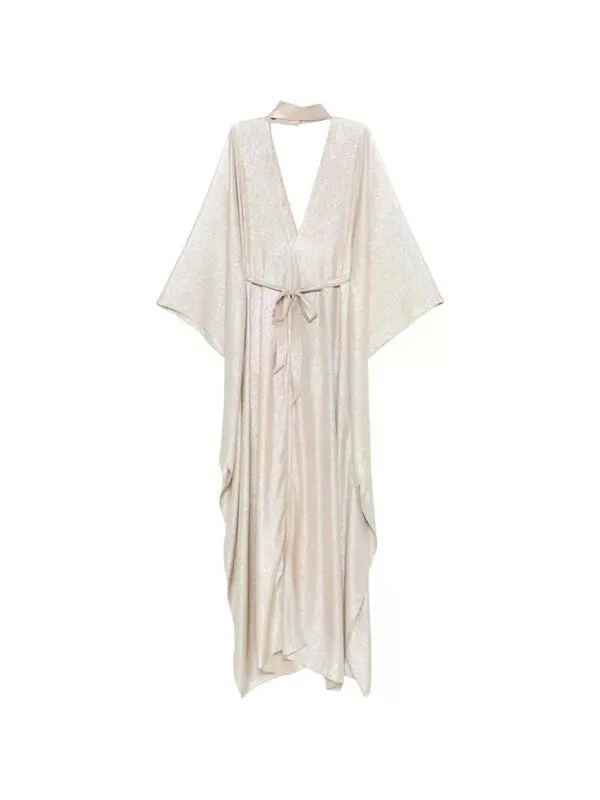 TALLER MARMO Tie-fastening V-neck Maxi Dress - Neutrals