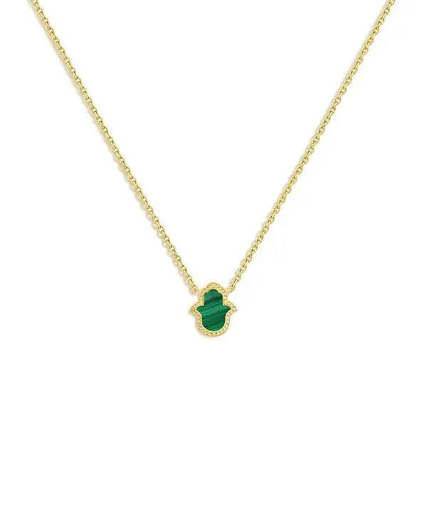 KARMA AND LUCK Honest & Bright Malachite Hamsa Necklace - Gold/green