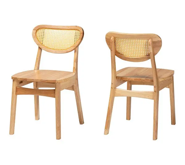 BAXTON STUDIO Nenet Wood And Rattan Dining Chai R Set Of 2 - One-color