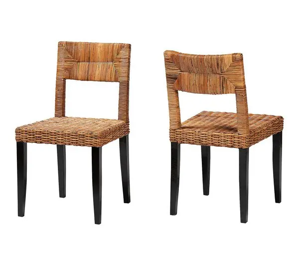 BALI & PARI Manrico Wood And Rattan Dining Chai R Set Of 2 - One-color