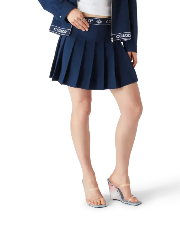 Casablanca Pleated Wool Blend Mini Skirt