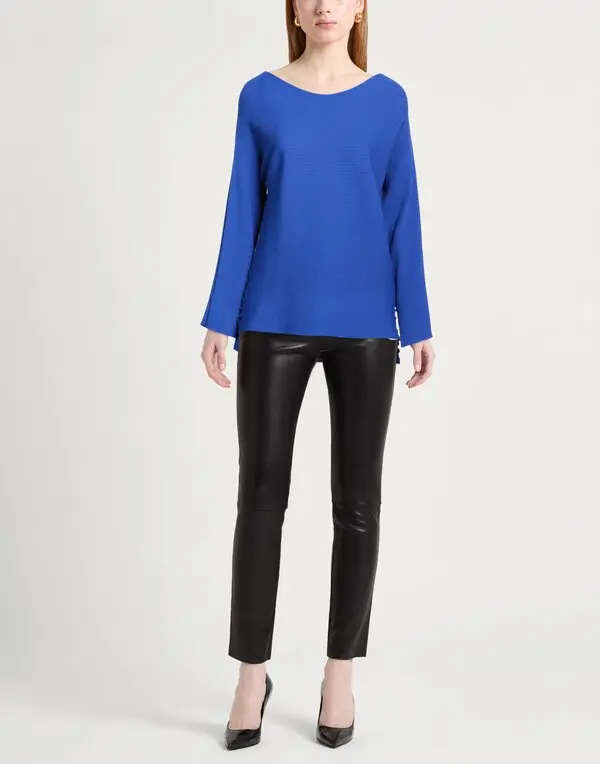 Liviana Conti Ribbed Boat Neck Sweater - Light Blue