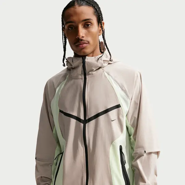 Nike Tech Dri-fit Woven Full-zip Color-block Windrunner Jacket - Brown