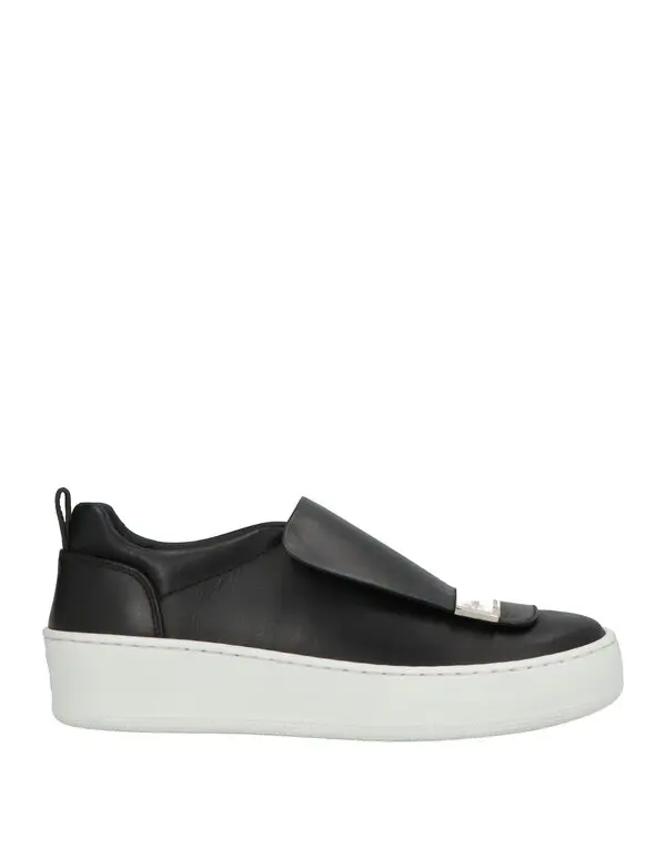 SERGIO ROSSI Embellished Leather Slip-on Sneakers - Black