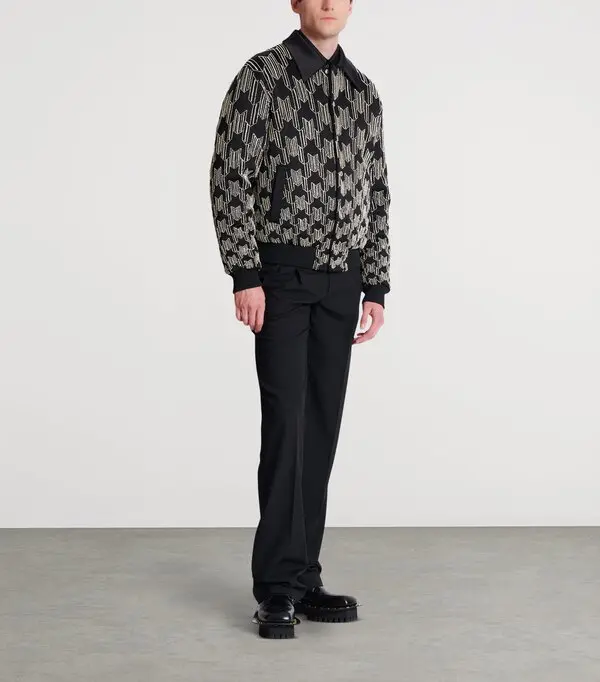 Balmain Satin Houndstooth Bomber Jacket