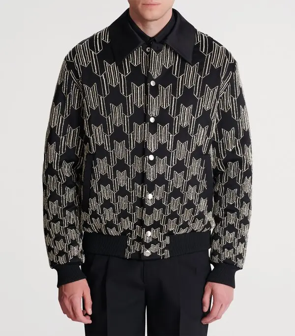 Balmain Satin Houndstooth Bomber Jacket