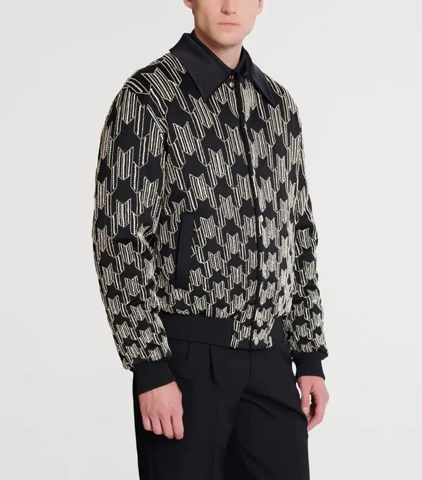 Balmain Satin Houndstooth Bomber Jacket