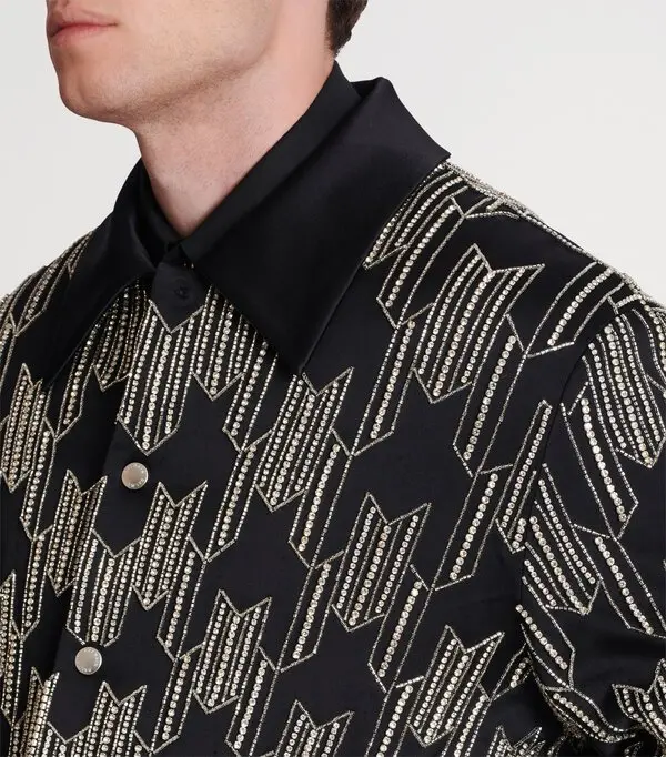 Balmain Satin Houndstooth Bomber Jacket