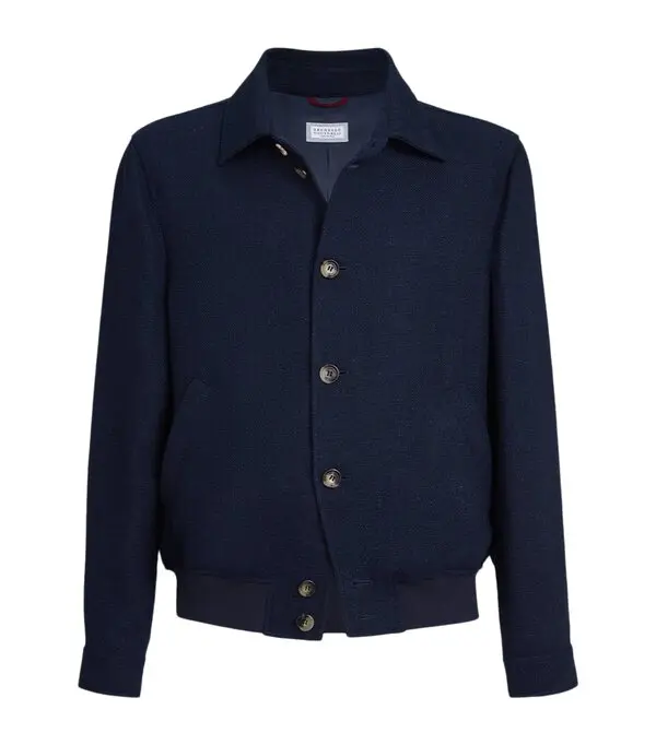 Brunello Cucinelli Silk-linen-wool Overshirt - Blue