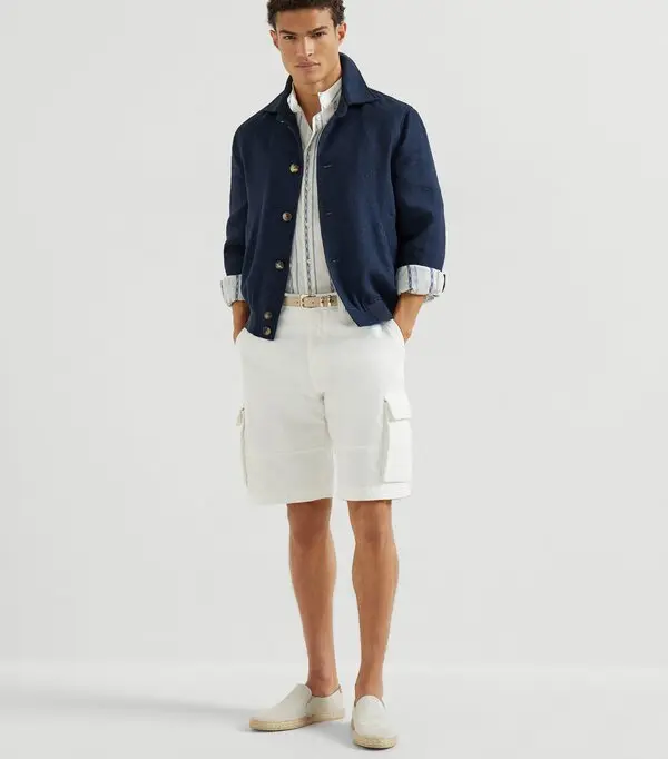 Brunello Cucinelli Silk-linen-wool Overshirt - Blue