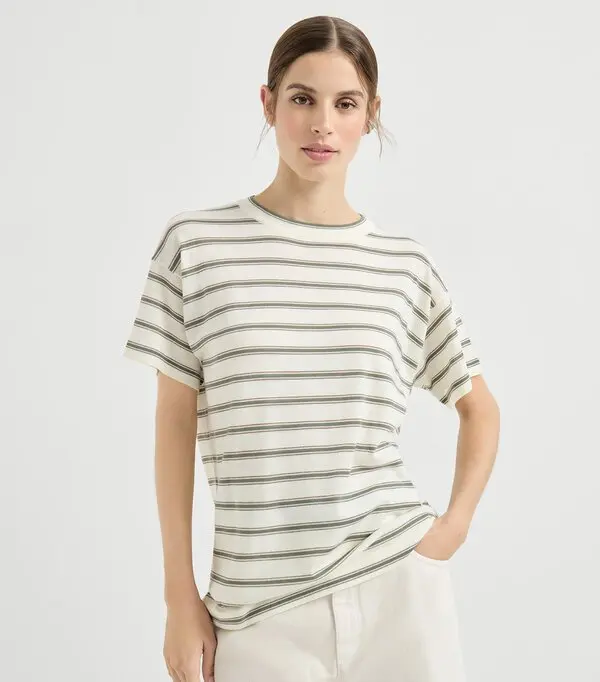 Brunello Cucinelli Striped Virgin Wool-cashmere T-shirt