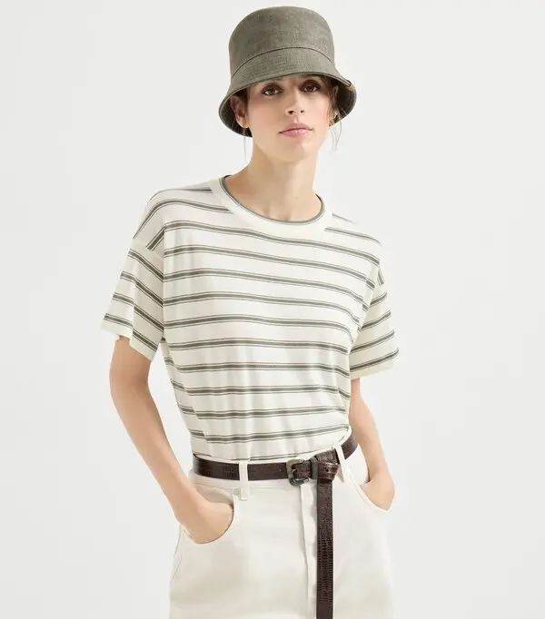 Brunello Cucinelli Striped Virgin Wool-cashmere T-shirt