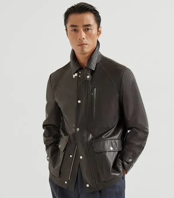 Brunello Cucinelli Leather Field Jacket