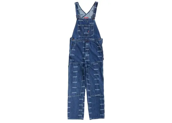 Supreme Logo Denim Overalls - Blue