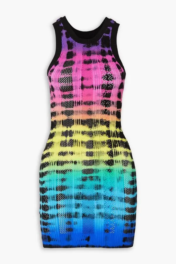 AGR Tie-dye Pointelle-knit Mini Dress