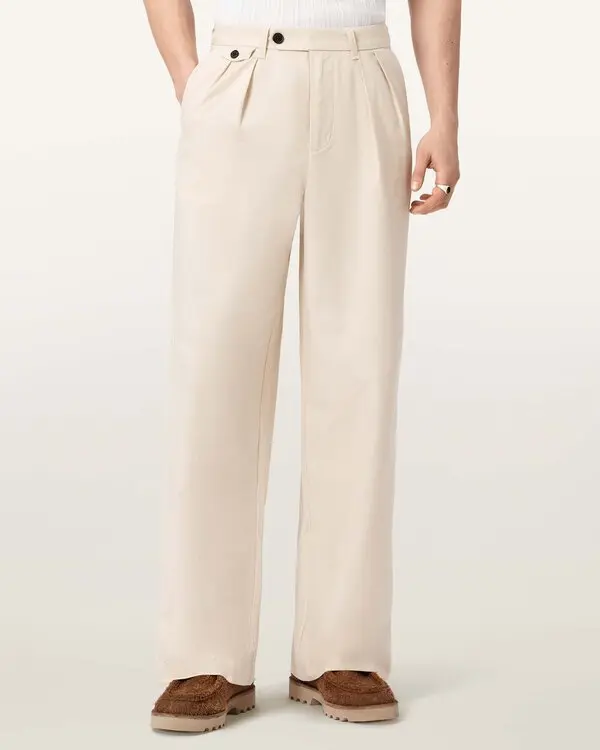 ALLSAINTS Conway Wide Leg Pleated Trousers - Sandshell Taupe