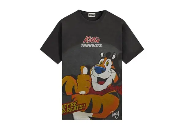 Kith Treats Kellogg’s Frosted Flakes Cereal Tony The Tiger Cereal Box Vintage Tee Shirt - Black