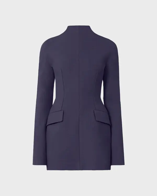 Sportmax Spxtefrite" Mini Dress With High Neckline And Zip Closure - Midnight