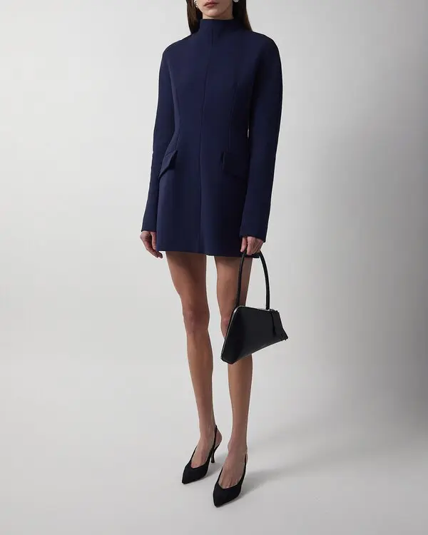Sportmax Spxtefrite" Mini Dress With High Neckline And Zip Closure - Midnight