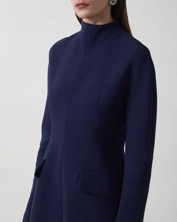 Sportmax Spxtefrite" Mini Dress With High Neckline And Zip Closure - Midnight